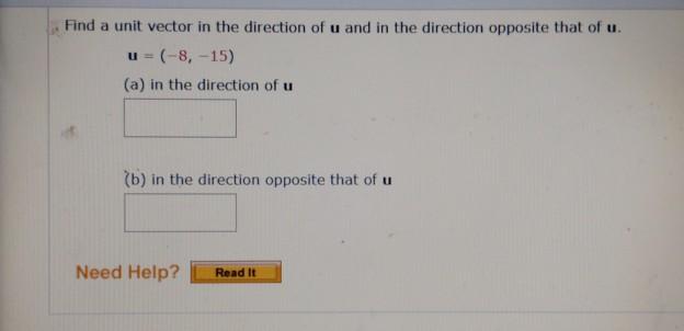 Solved Find a unit vector in the direction of u and in the | Chegg.com