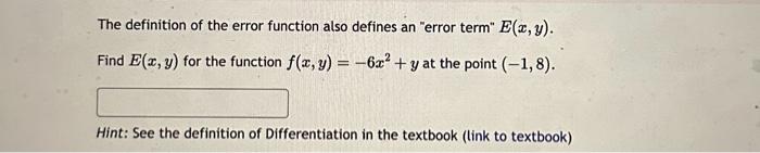 Solved The definition of the error function also defines an | Chegg.com