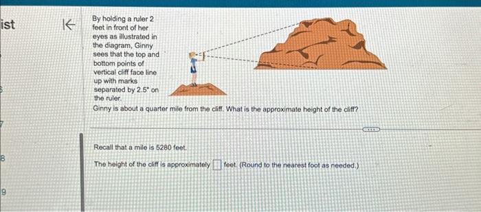 Solved By hoiding a ruler 2 feet in front of her eyes as | Chegg.com