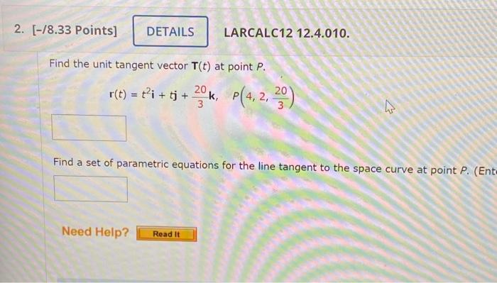Solved "find a set of parametric equations for the tangent | Chegg.com