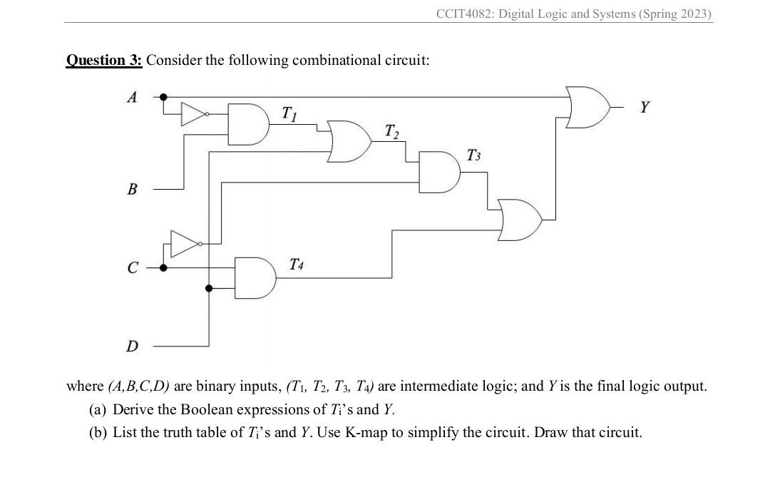Solved Question 3: Consider the following combinational | Chegg.com