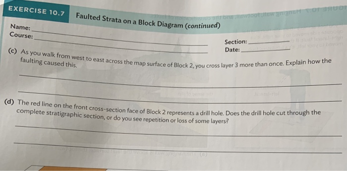 EXERCISE 10.7 Faulted Strata on a Block Diagram Name: | Chegg.com