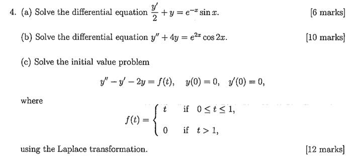 Solved (a) Solve the differential equation 2y′+y=e−xsinx. [6 | Chegg.com