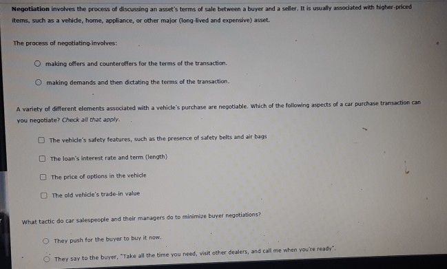 Solved Negotiation involves the process of discussing an | Chegg.com