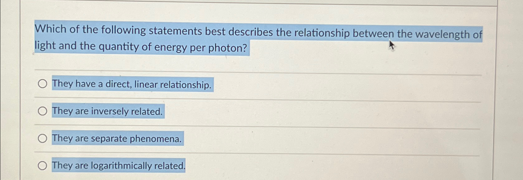 Solved Which of the following statements best describes the | Chegg.com