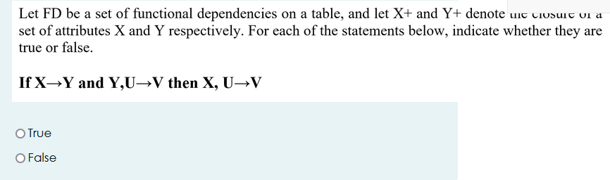 Solved Let FD be a set of functional dependencies on a | Chegg.com