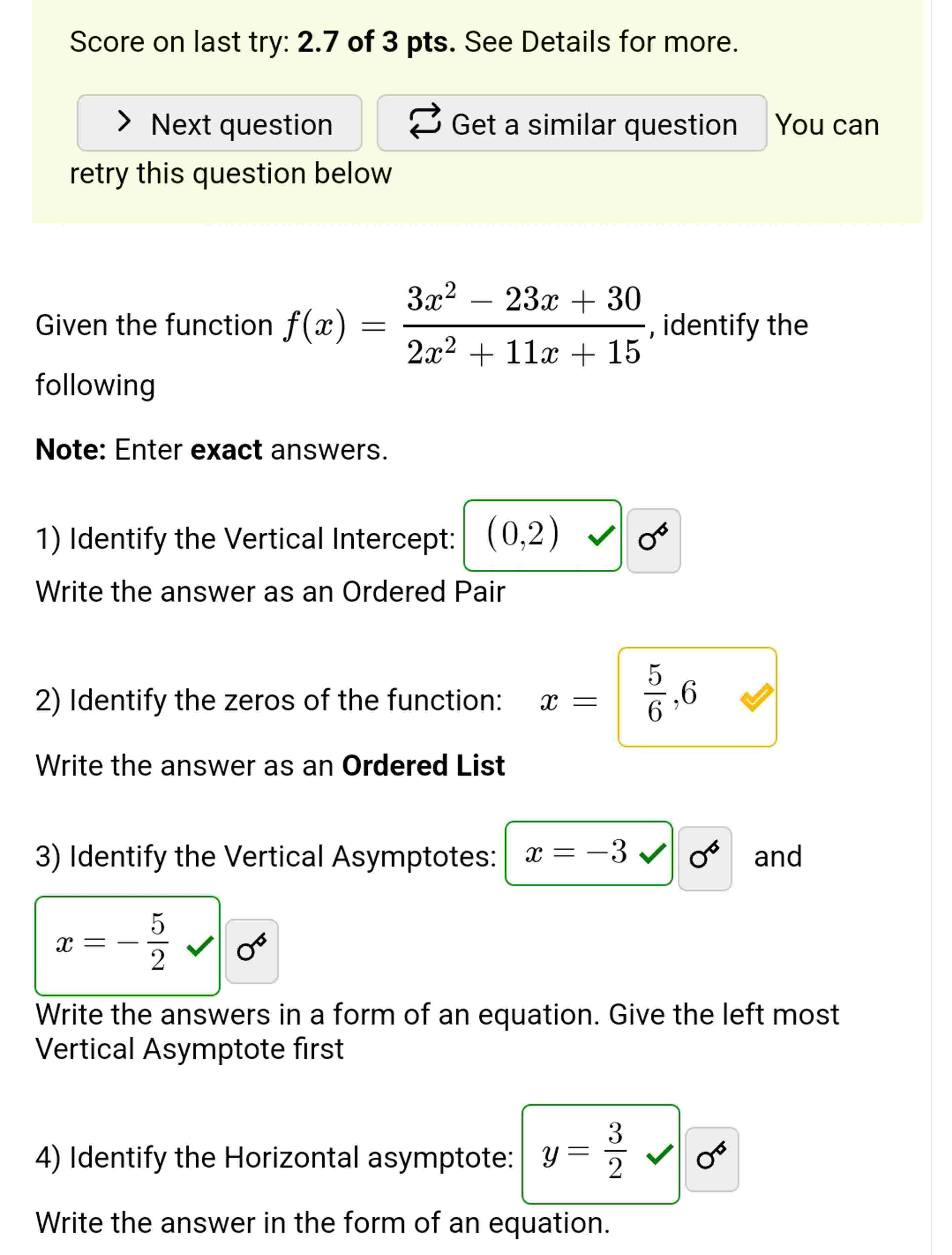 Solved retry this question belowGiven the function | Chegg.com
