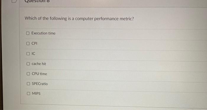 Solved Which of the following is a computer performance | Chegg.com