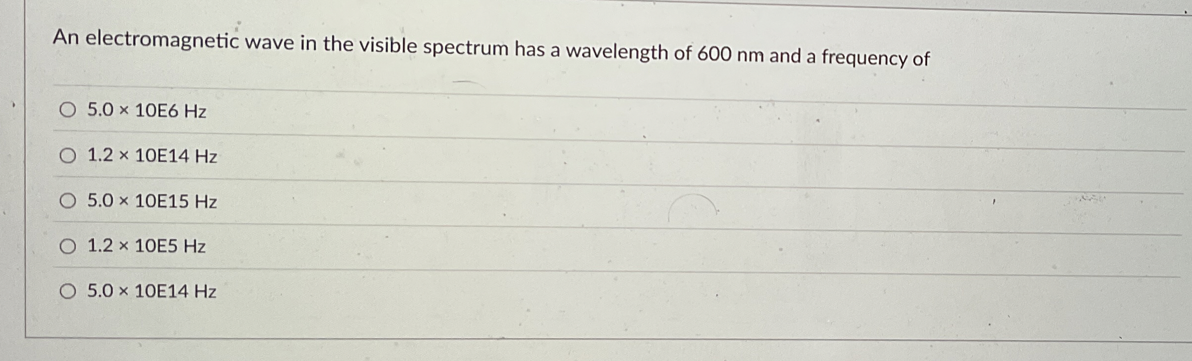 Solved An electromagnetic wave in the visible spectrum has a | Chegg.com