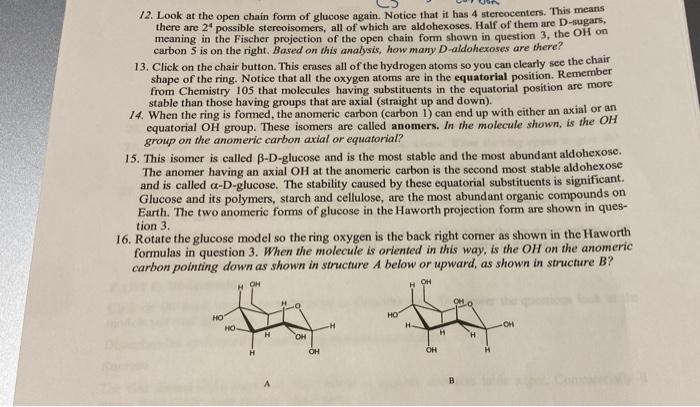 Solved 12. Look at the open chain form of glucose again. | Chegg.com