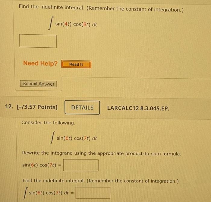 Solved Find the indefinite integral. (Remember the constant | Chegg.com