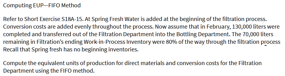 Solved Computing EUP-FIFO Method Refer to Short Exercise | Chegg.com