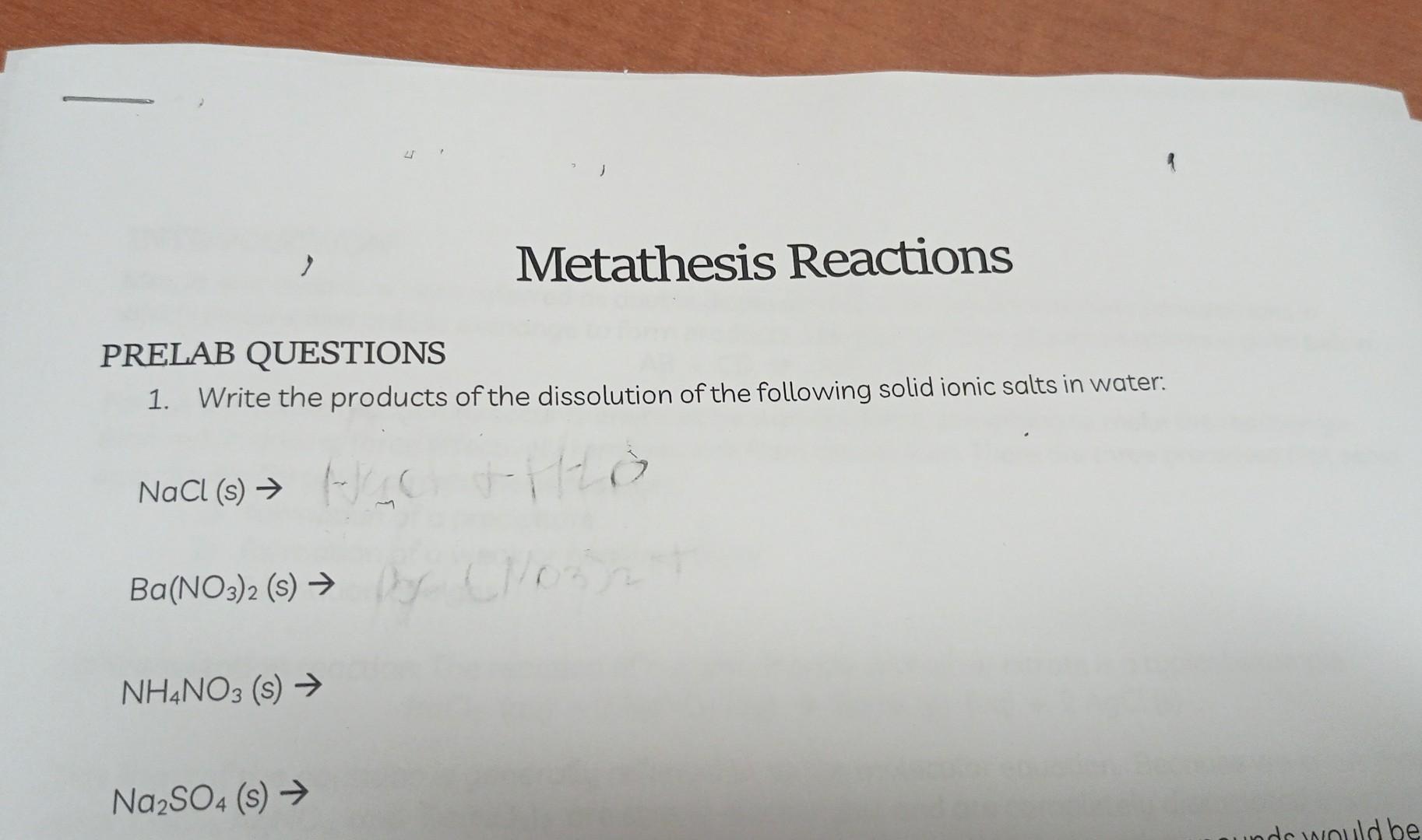 Solved PRELAB QUESTIONS 1. Write the products of the | Chegg.com