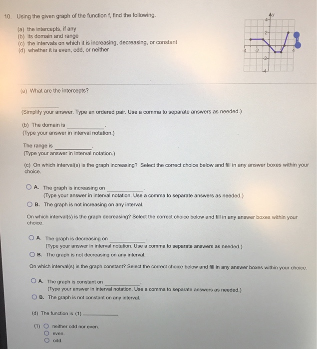 Solved 10. Using the given graph of the function f, find the | Chegg.com