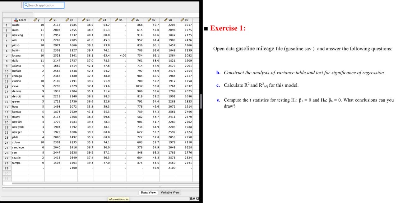 Solved By using SPSSOpen data gasoline mileage file | Chegg.com