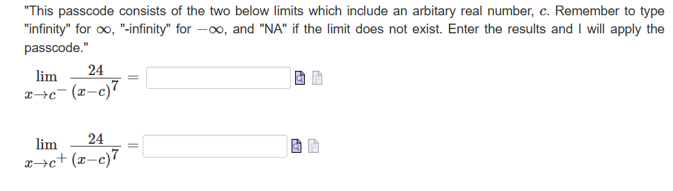 Solved "This passcode consists of the two below limits which | Chegg.com