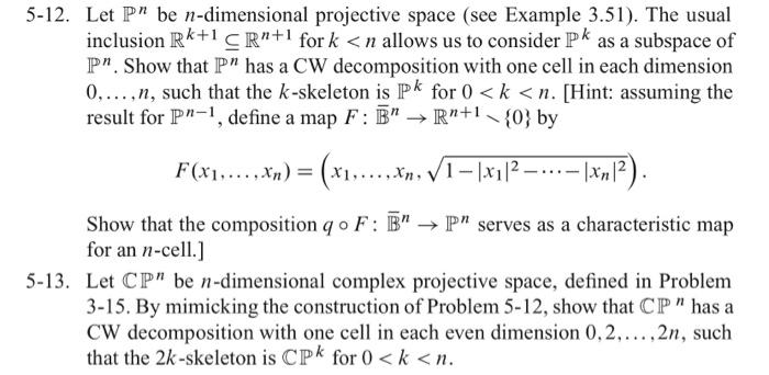 Xn 5-12. Let Pn be n-dimensional projective space | Chegg.com