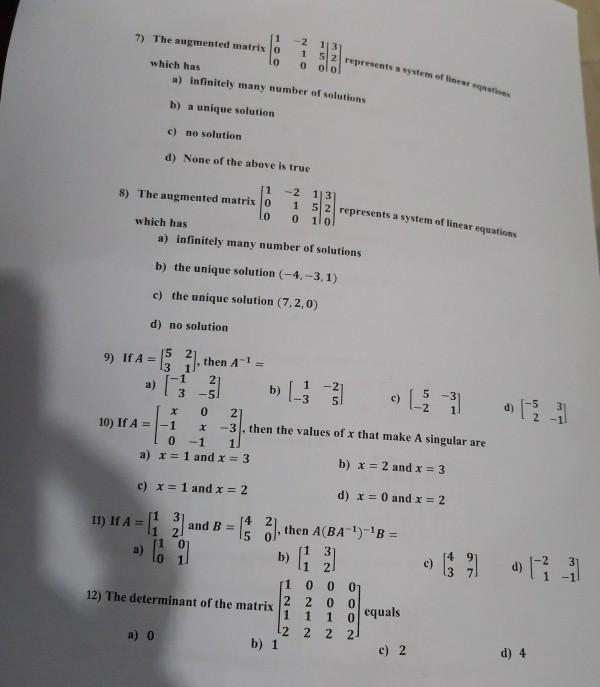 Solved Linear Algebra and Numerical Techniques (Math 215) HW | Chegg.com
