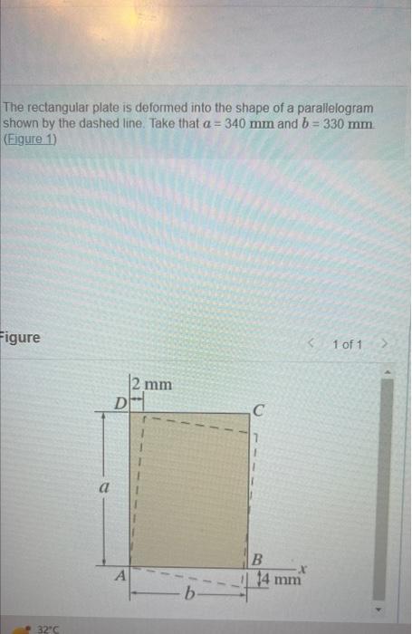 Solved The rectangular plate is deformed into the shape of a | Chegg.com