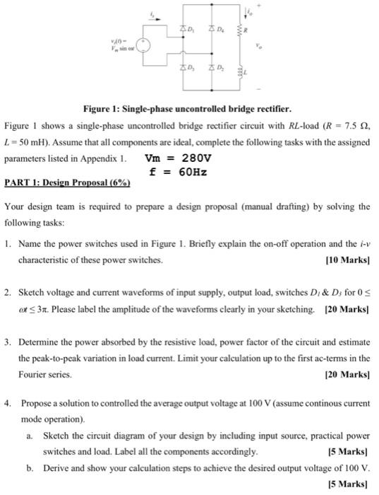 Solved Figure 1: Single-phase uncontrolled bridge rectifier. | Chegg.com