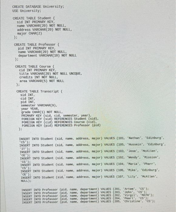 Solved In Mysql Find Queries And Outputs Using This Code And