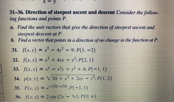 Solved - y 31–36. Direction of steepest ascent and descent | Chegg.com