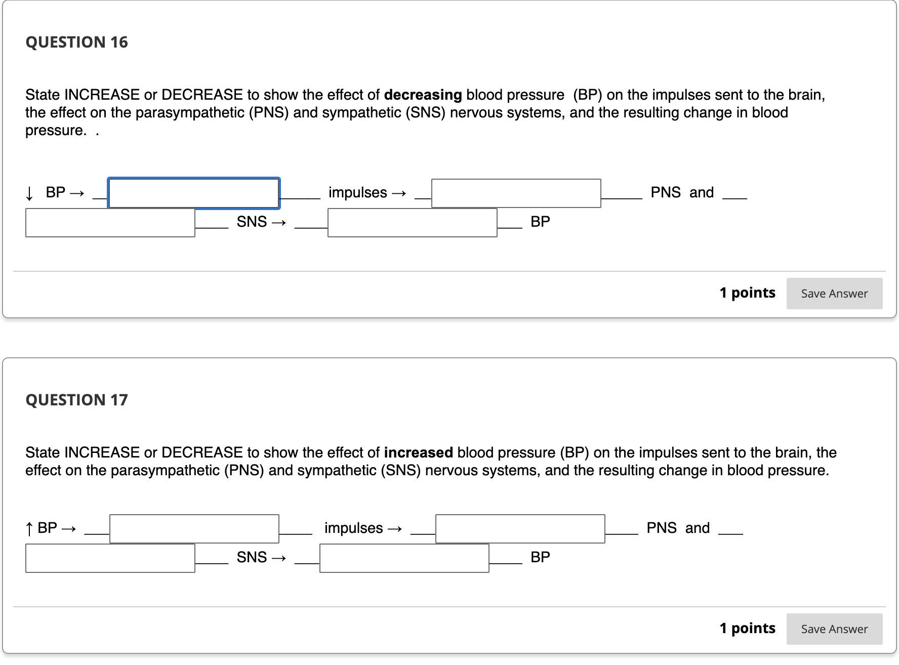 Solved QUESTION 16State INCREASE or DECREASE to show the | Chegg.com