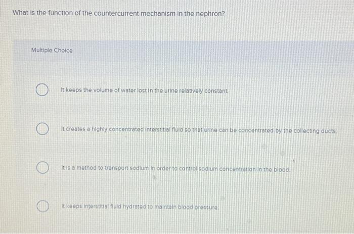 Solved What is the function of the countercurrent mechanism | Chegg.com