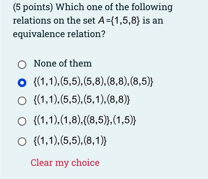 Solved 5 Points Which One Of The Following Relations On