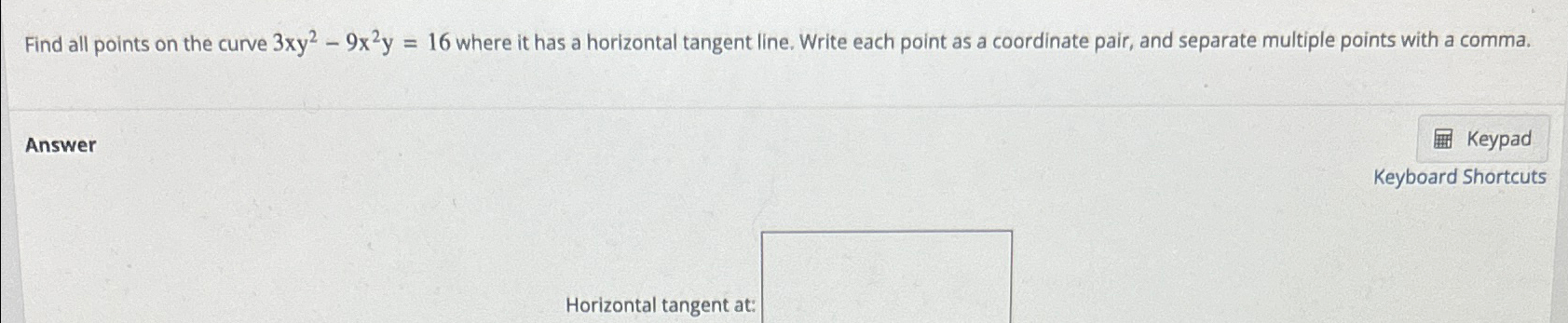 Solved Find all points on the curve 3xy2-9x2y=16 ﻿where it | Chegg.com