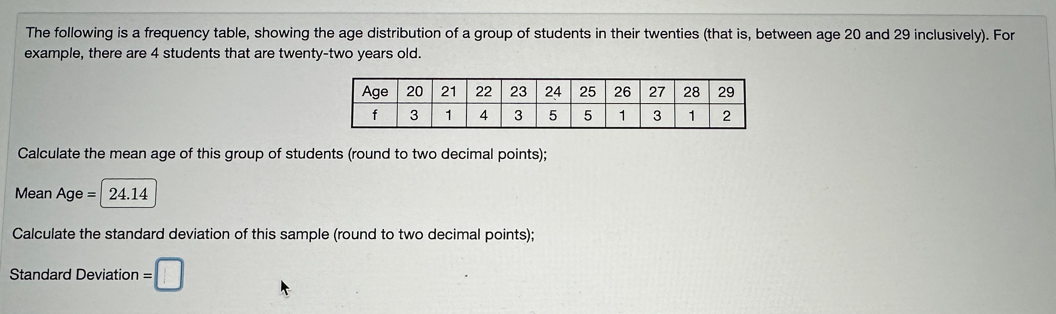 Solved The following is a frequency table, showing the age | Chegg.com