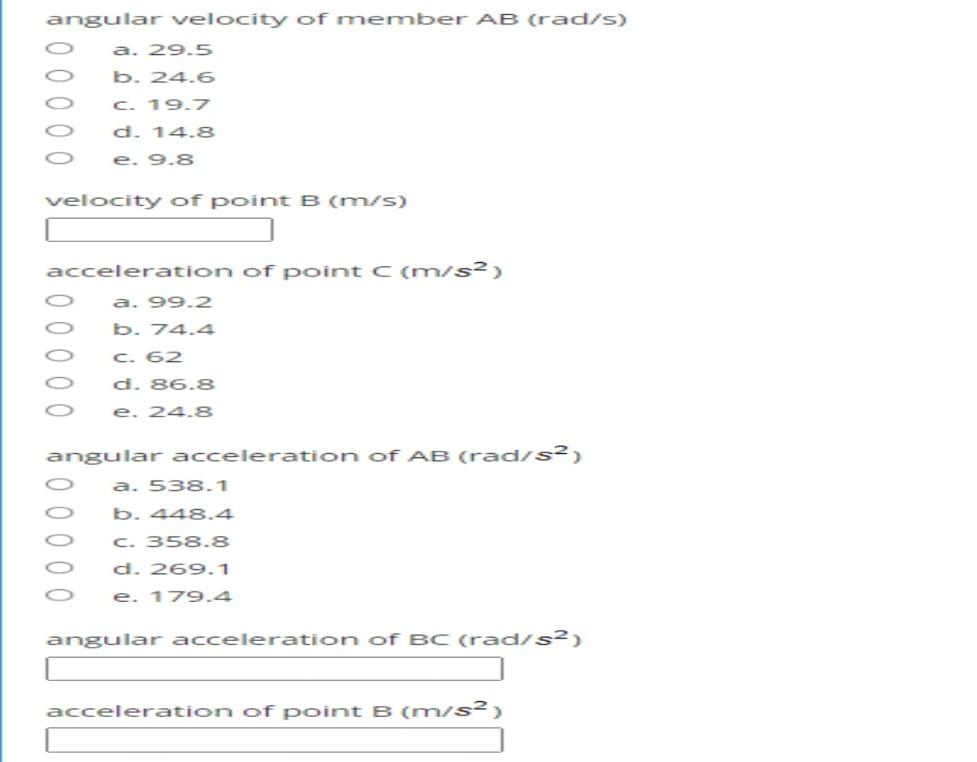Solved Link CD has angular velocity wcD=8.2 radis C.C.W. and | Chegg.com