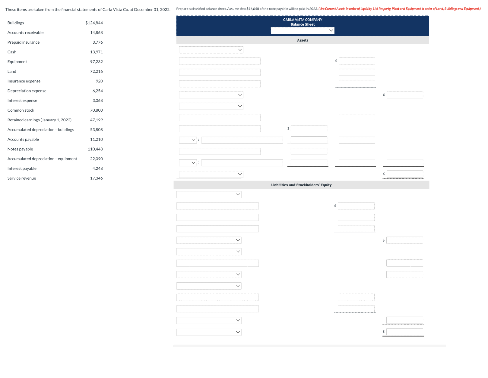 Solved These items are taken from the financial statements | Chegg.com