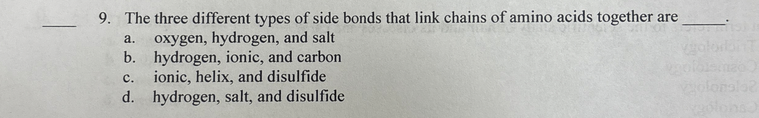 Solved The three different types of side bonds that link | Chegg.com
