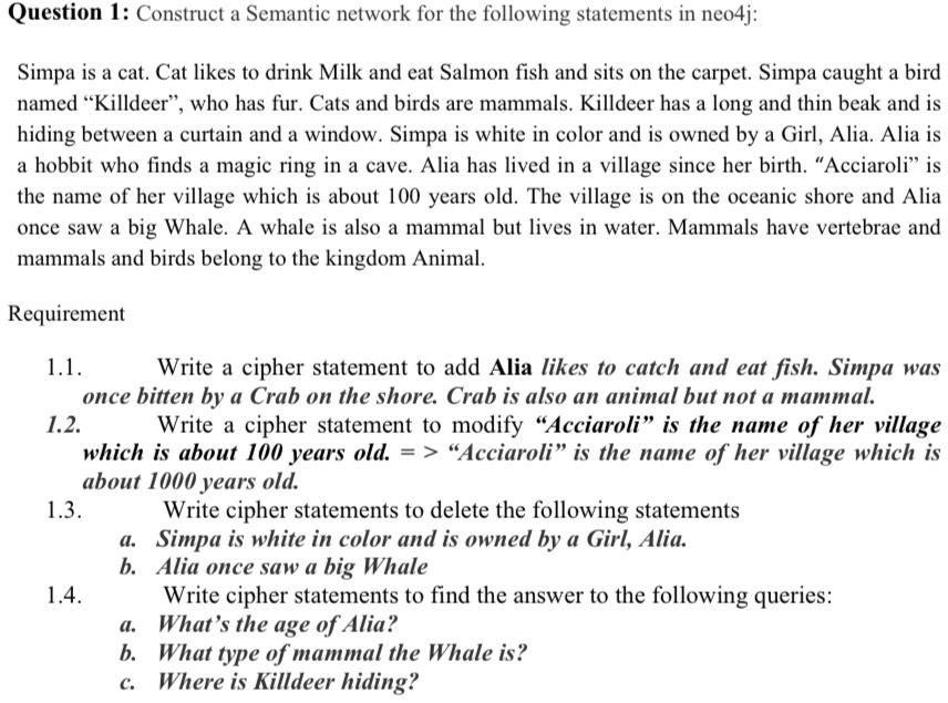 Solved Construct a Semantic network for the following | Chegg.com