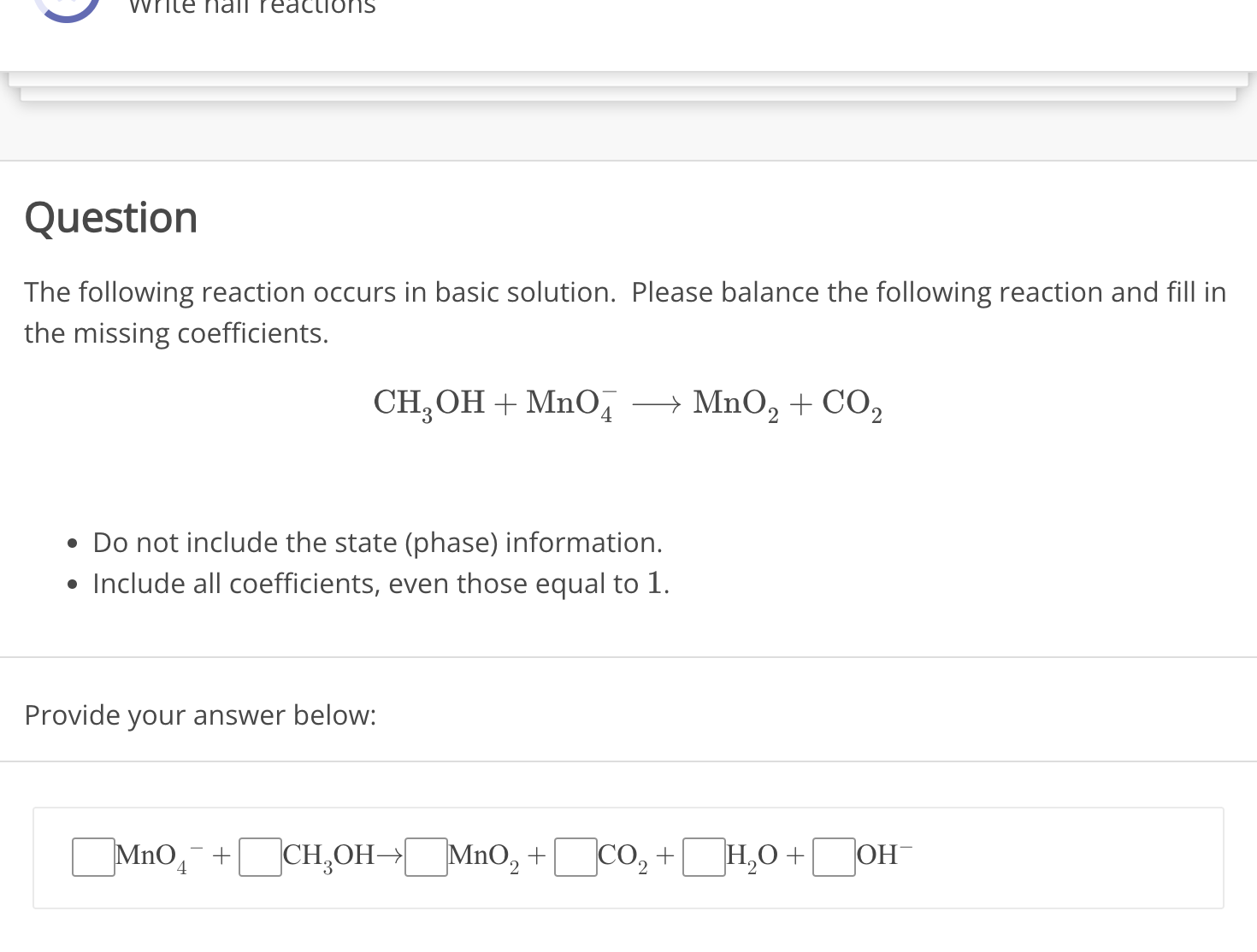 Solved QuestionThe following reaction occurs in basic | Chegg.com