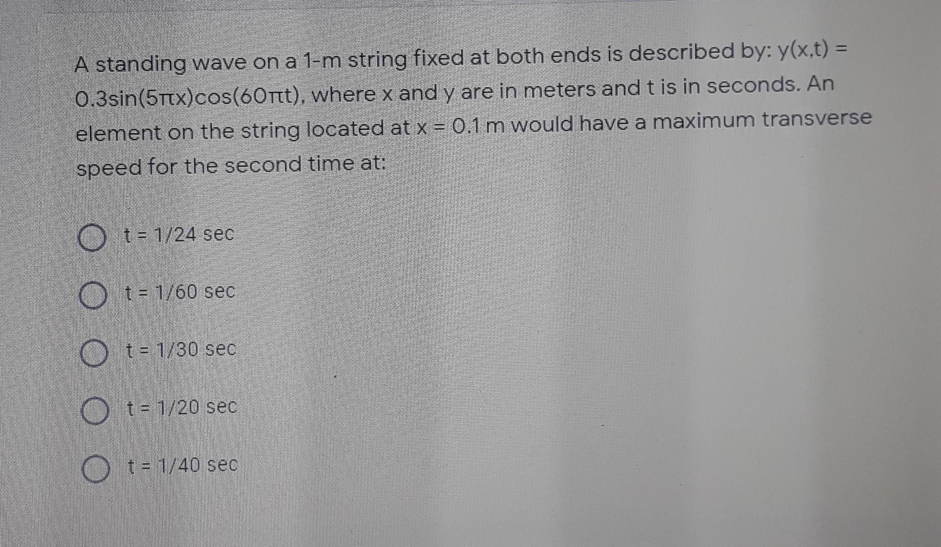 Solved = A standing wave on a 1-m string fixed at both ends | Chegg.com