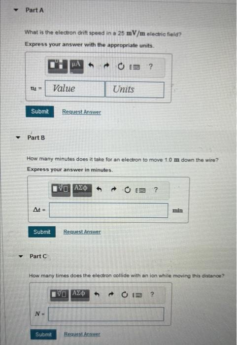 Solved The mean time between collisions for electrons in a | Chegg.com