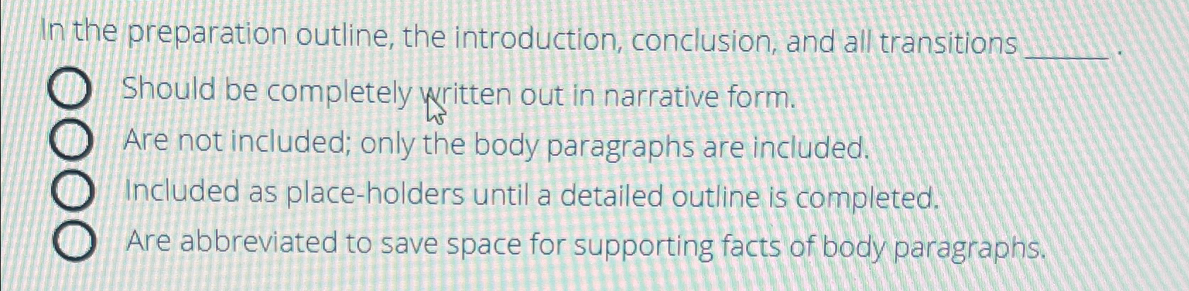 Solved In the preparation outline, the introduction, | Chegg.com