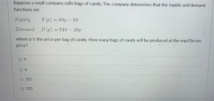 Solved Suppose a small company sells bags of candy. The | Chegg.com