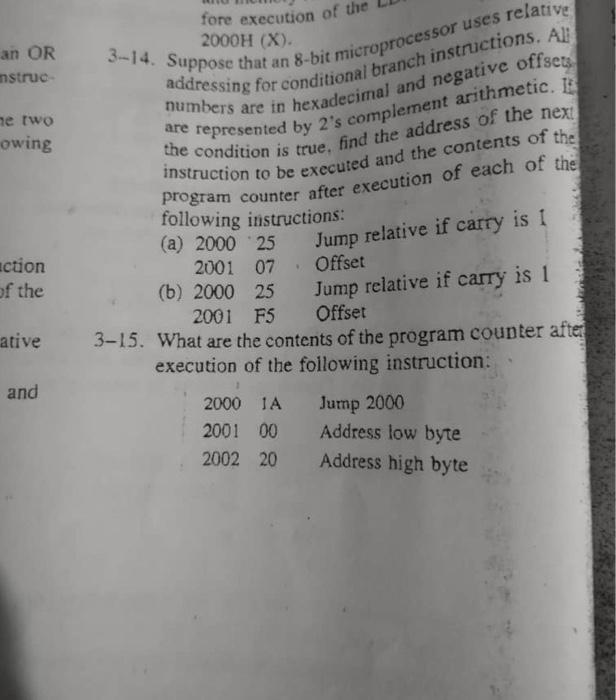 Solved fore execution of the 2000H(X). 3-14. Suppose that an | Chegg.com