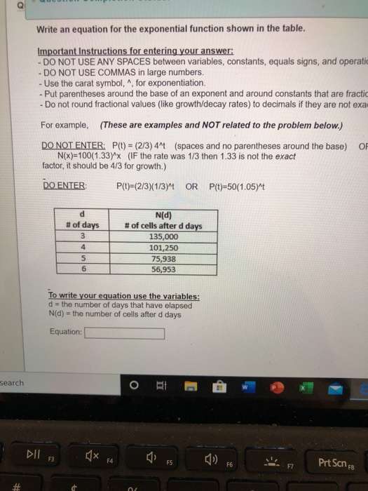 Solved write an equation for the exponential function shown | Chegg.com