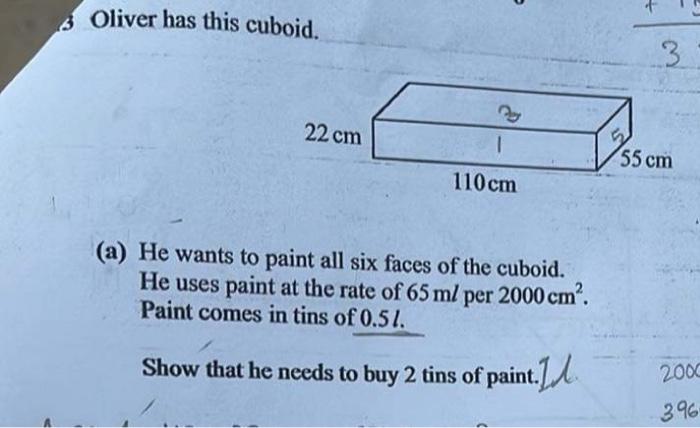 Solved Oliver has this cuboid. (a) He wants to paint all six | Chegg.com