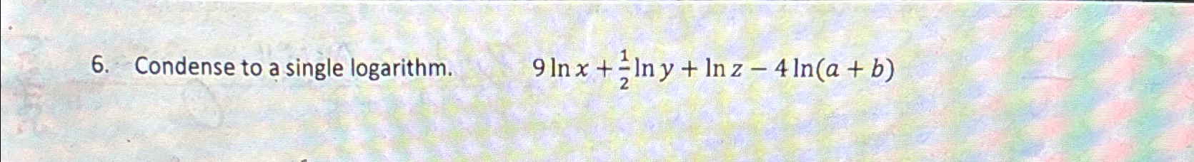 Solved Condense to a single logarithm. | Chegg.com