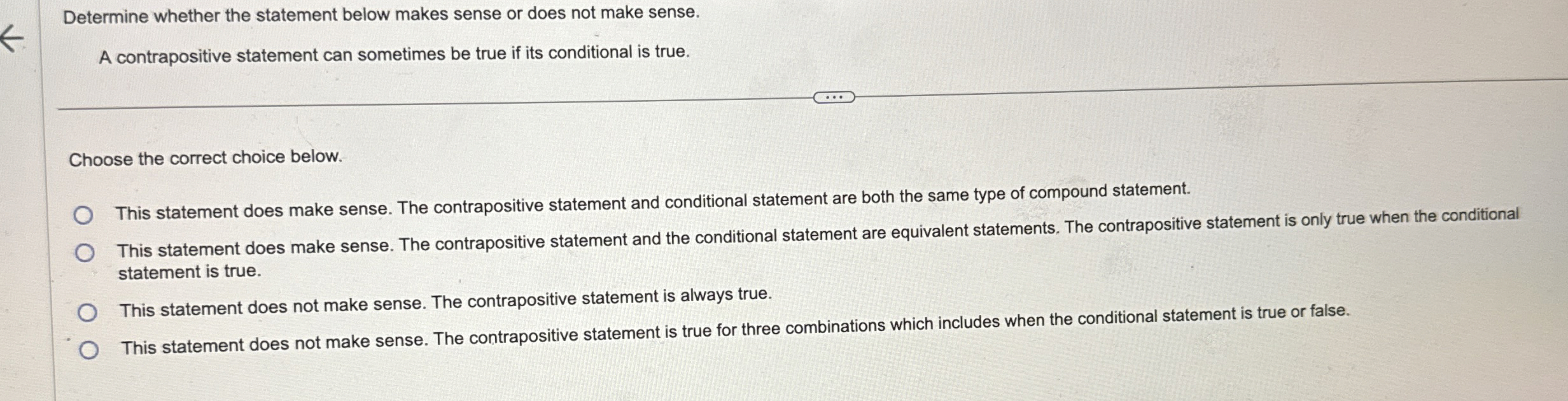 Solved Determine whether the statement below makes sense or | Chegg.com