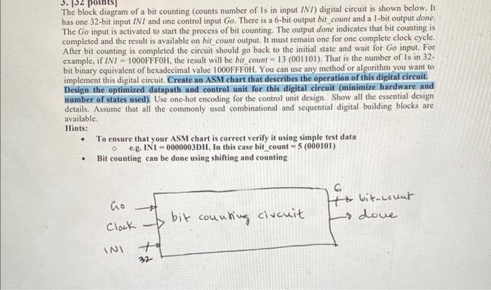 The block diagram of a bit counting (counts number of | Chegg.com