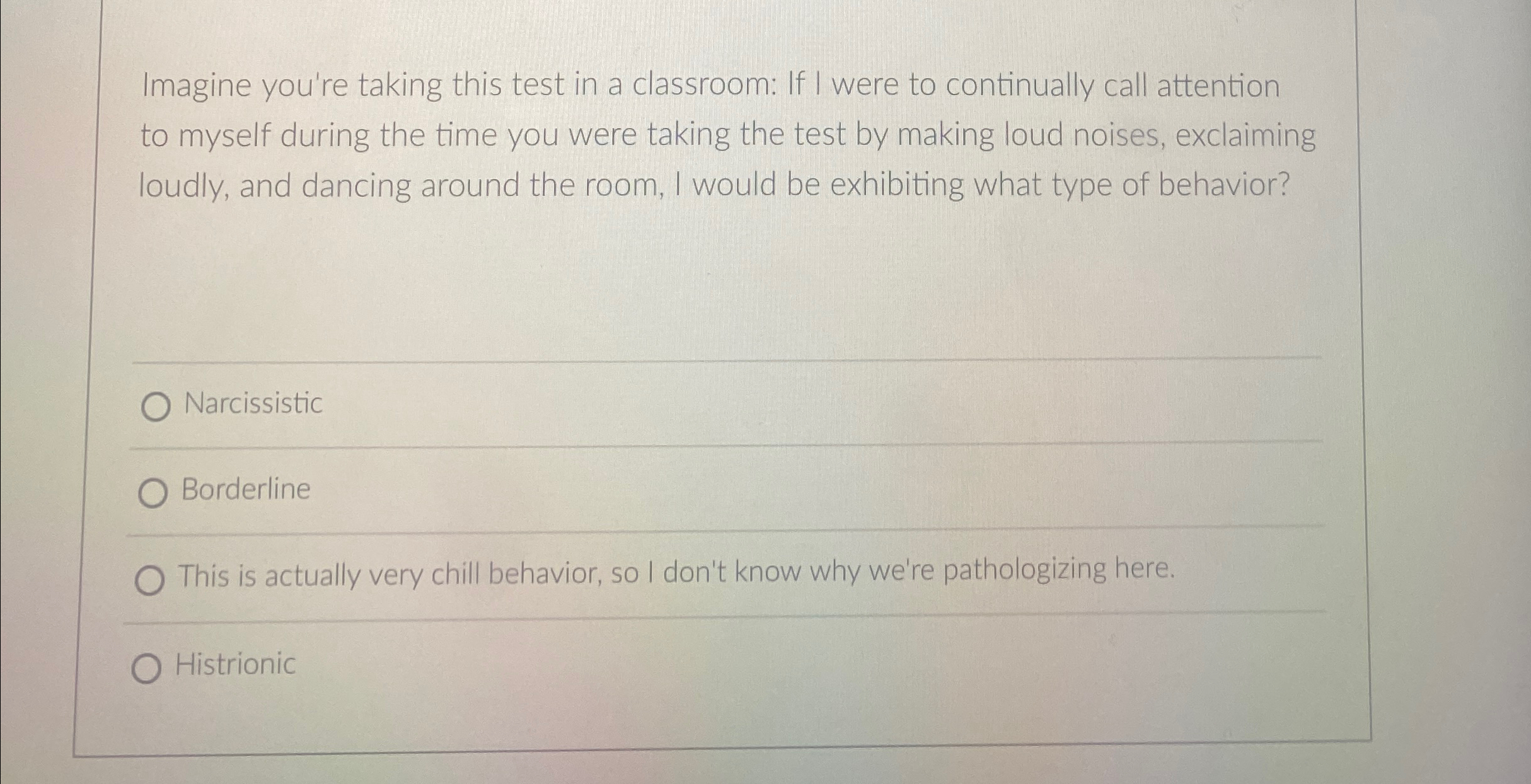 Solved Imagine you're taking this test in a classroom: If I | Chegg.com
