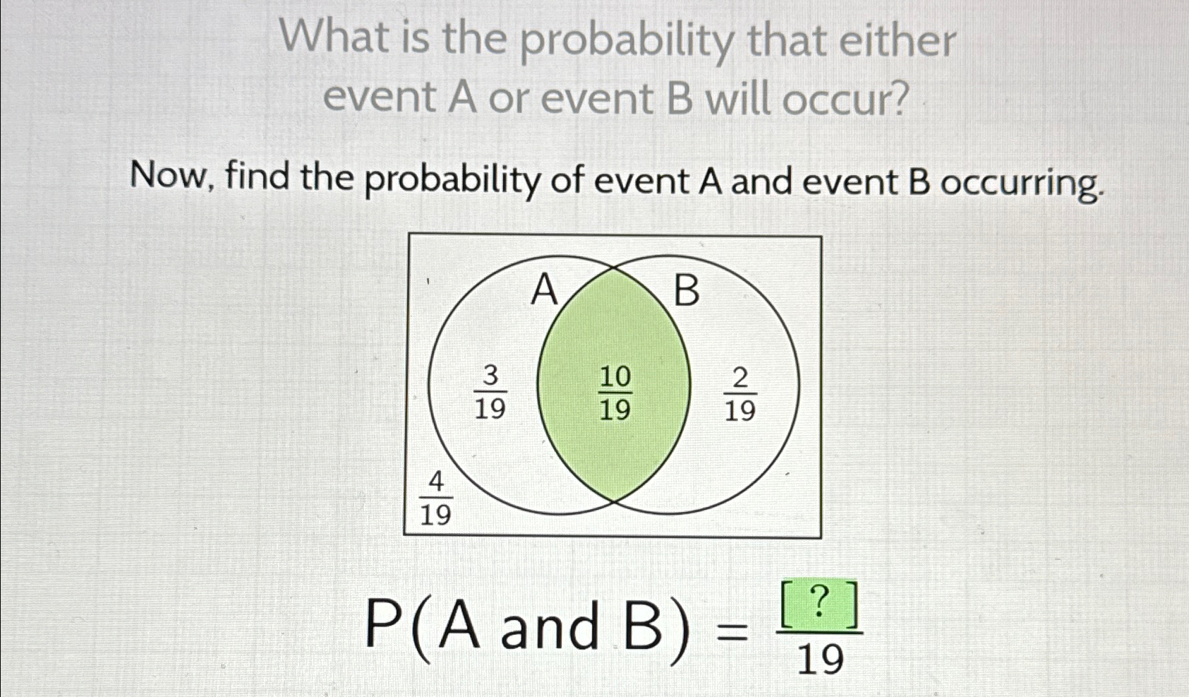 Solved What is the probability that either event A or event | Chegg.com