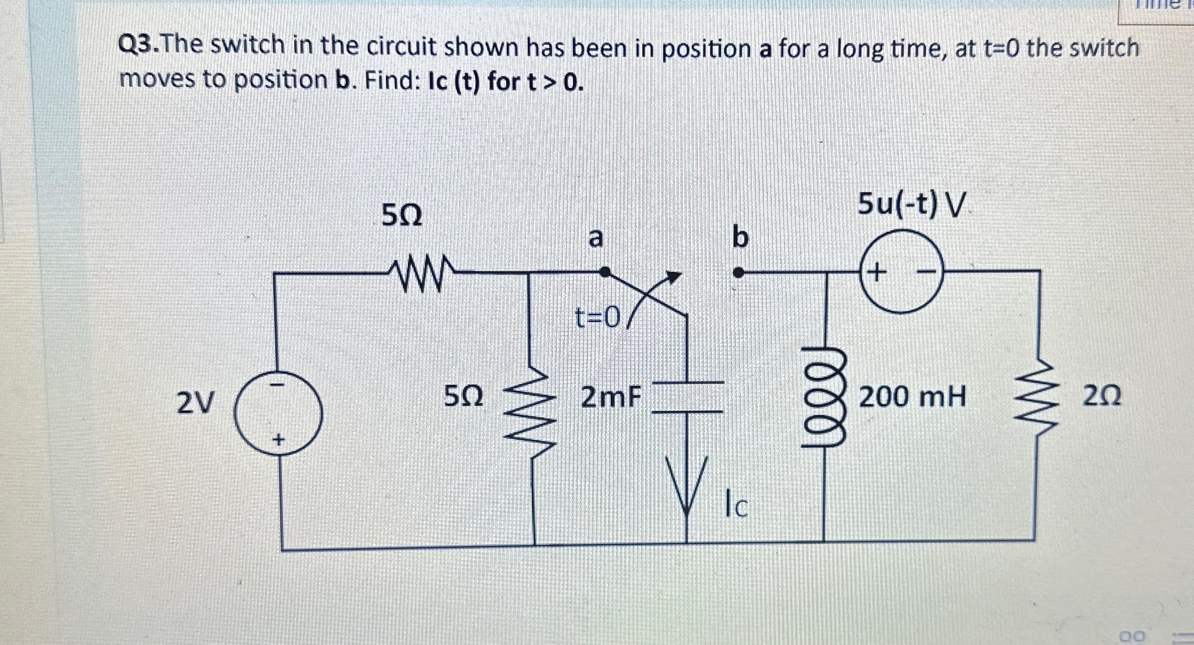Solved Q3.The switch in the circuit shown has been in | Chegg.com