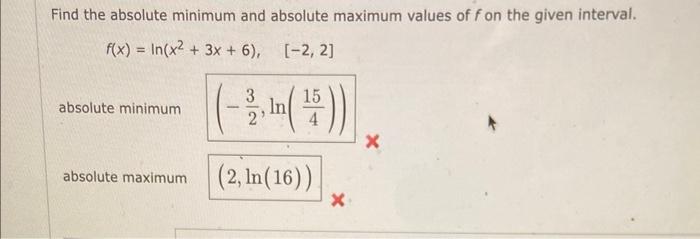 Solved Find the absolute minimum and absolute maximum values | Chegg.com